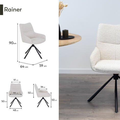 Conjunto de 2 sillas de comedor RAINER giratorias 360, tapizadas en ...