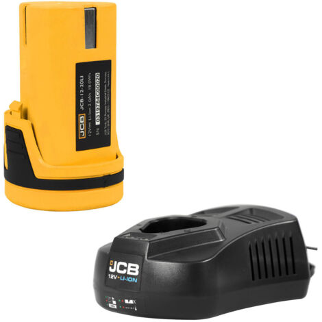 JCB 12V 2.0AH LITHIUM-ION BATTERY AND 12V CHARGER