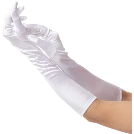 Ladies Satin Long White Opera Gloves Perfect for Party Prom Evening Wedding Bridal