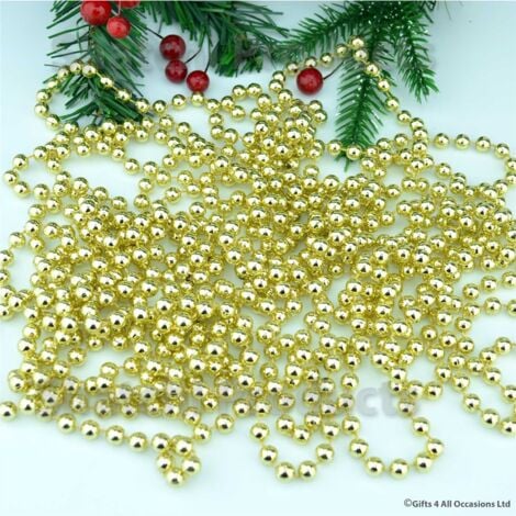 24F GOLD HANGING BEAD GARLAND CHRISTMAS TREE XMAS TINSEL STRING CHAIN ...