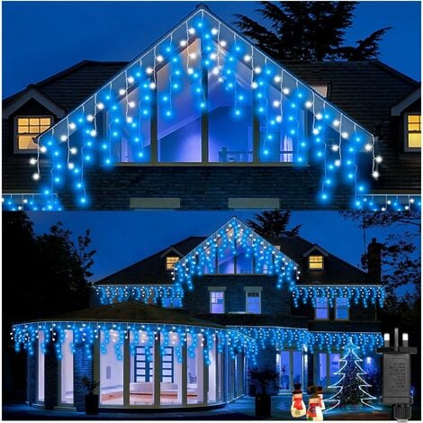 960 WHITE & BLUE LED Connectable MF Icicle String Lights-20m