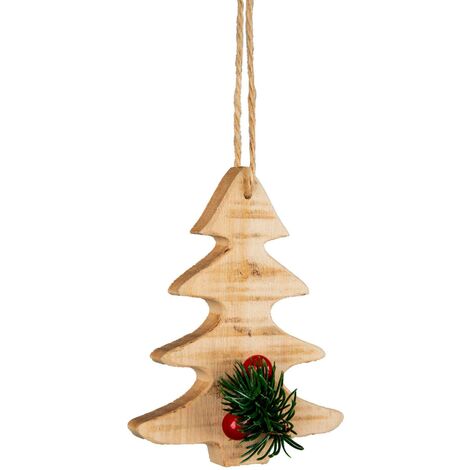 Wooden Craft Xmas Tree Shape - Tree Hanging Decoration - 12X9X1.5cm