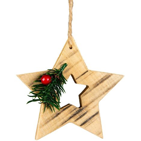 Wooden Craft Star Shape - Tree Hanging Decoration - 12.5X12.5X1.5cm