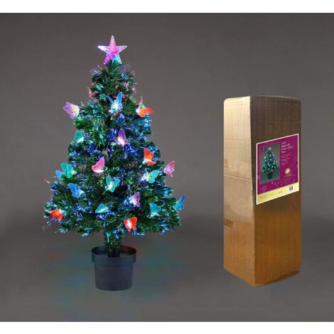 2ft -60cm Christmas tree Fiber Optic Pre-Lit xmas tree with Butterfly ...