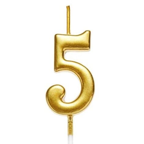 Gold 5 Number Candle Birthday Party Cake Decorations Topper