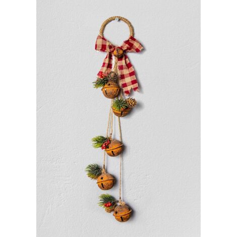 Christmas hanging decoration 46 CM Rustic Red rusty bells