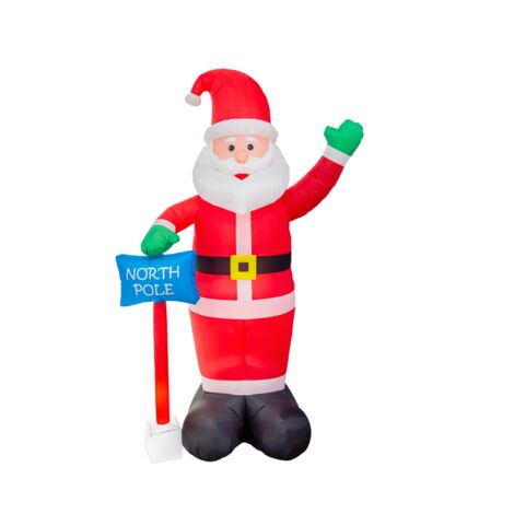 Pre Lit Mains Powered Auto Inflatable North Pole Santa with 4 White LED ...