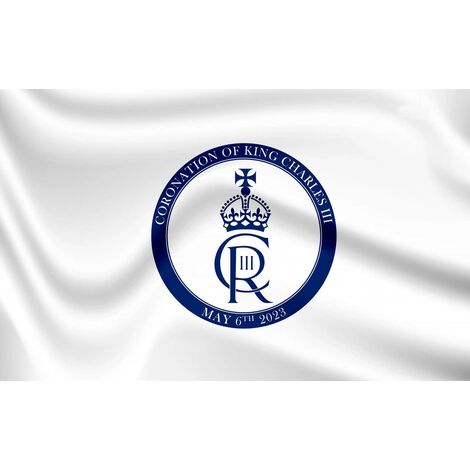 5x3FT Navy Blue Flag New King Charles III Cypher British Sovereign ...