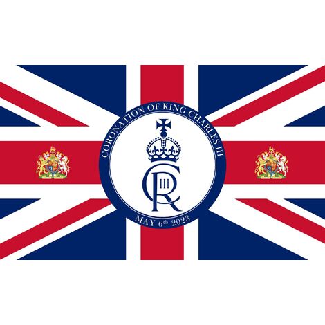 5x3FT Union Jack Flag New King Charles III Potrait British Sovereign ...