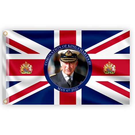 5x3FT Union Jack Flag New King Charles III Queen Consort British ...