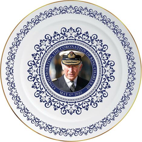8" King Charles III Portrait Memorabilia Coronation Plate with Stand