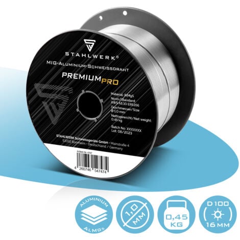 STAHLWERK Fil de soudage MIG MAG aluminium ER5356 AlMg5 1,0 mm 0,45 kg Bobine de fil