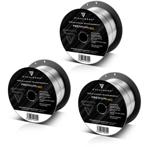 STAHLWERK 3 x fil de soudage MIG MAG aluminium ER5356 AlMg5 0,8 mm 0,45 kg rouleau