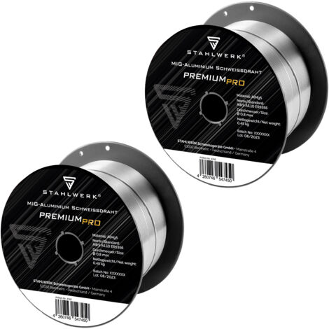 STAHLWERK 2 x fil de soudage MIG MAG aluminium ER5356 AlMg5 0,8 mm 0,45 kg rouleau