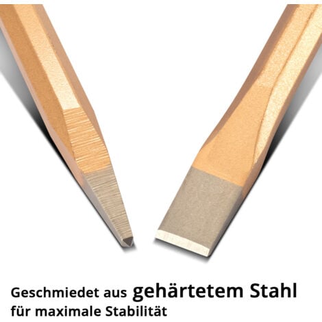 STAHLWERK burin plat / burin pointu Set de 2 burins à main or 300 mm