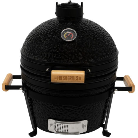 Kamado BBQ Grill 40cm Nero Ceramica Mini Forno Barbecue a Uovo Carbonella Affumicatore