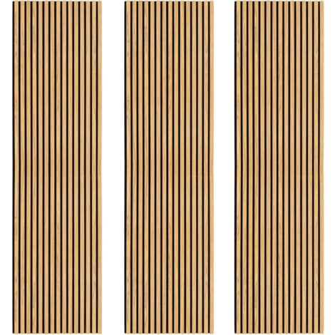 Tre Pannelli Fonoassorbenti con Doghe Rovere 3D in Legno Moderno ...