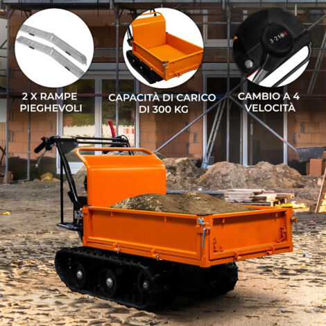 Dumper trasportatore a benzina 196cc 6.5HP da 300kg con cassone ...