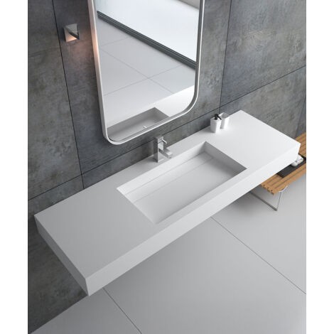 Lavabo rectangular suspendido Blanc mat - Kamoto