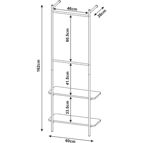 Wandgarderobe Bremanger 162x60x26cm Schwarz [en.casa]