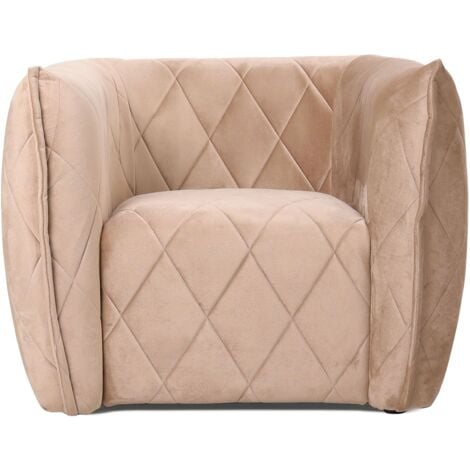Fauteuil moderne revêtement matelassé Losania Velours Taupe clair