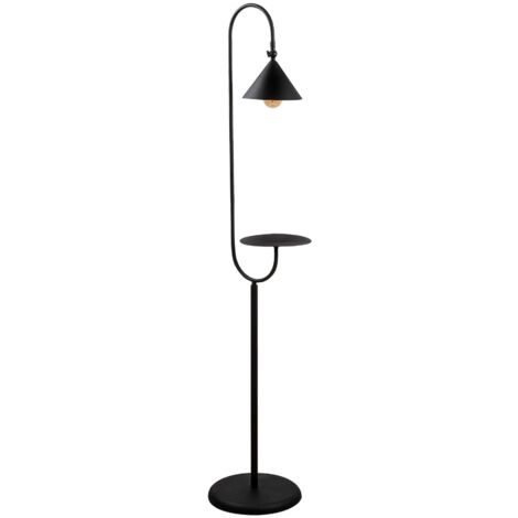 Lampadaire avec tablette Ichiro 155cm Métal Noir et Or