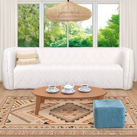 Canapé 3 places moderne revêtement matelassé Losania Simili Blanc