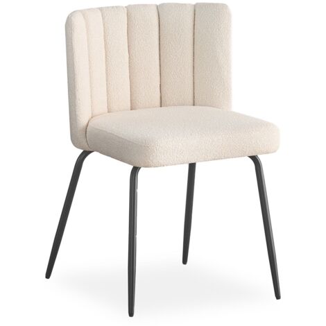 Lot de 8 chaises design Sabine Tissu Bouclette Crème