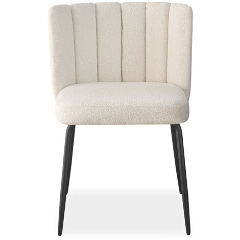 Lot de 8 chaises design Sabine Tissu Bouclette Crème