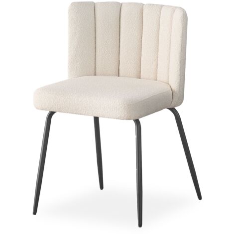Lot de 8 chaises design Sabine Tissu Bouclette Crème
