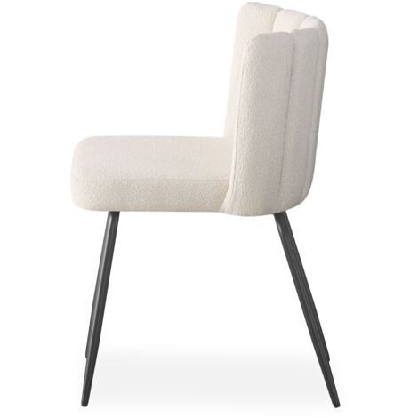 Lot de 8 chaises design Sabine Tissu Bouclette Crème