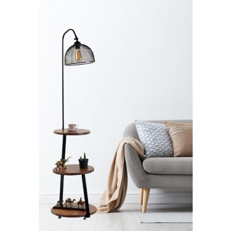 Lampadaire filaire avec table d'appoint intégrée à 3 plateaux Neres ...