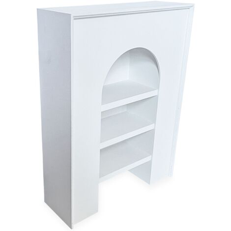 Meuble à étagères style naturel avec arche Vincia L60xH80cm Blanc texturé