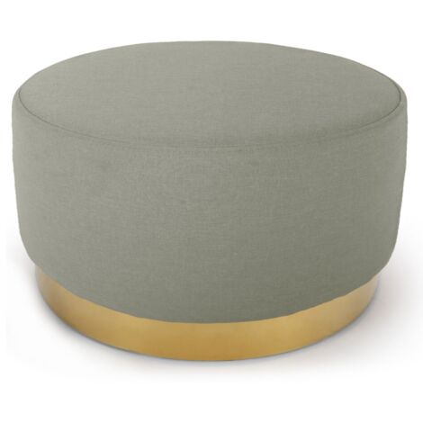 Pouf Rond Daisy Tissu Beige Pied Or