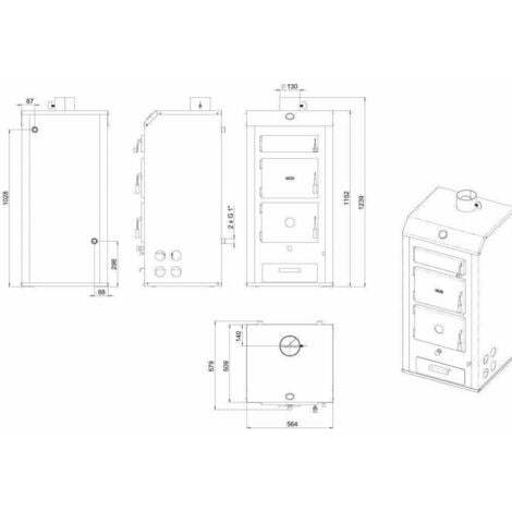 Stufa a legna Con caldaia interna Prity NS 26 - 2,6 + 26,3 kW