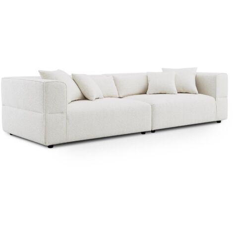 HANNAH XL - Canapé 4 places effet peau de mouton beige