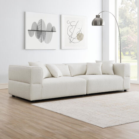 HANNAH XL - Canapé 4 places effet peau de mouton beige