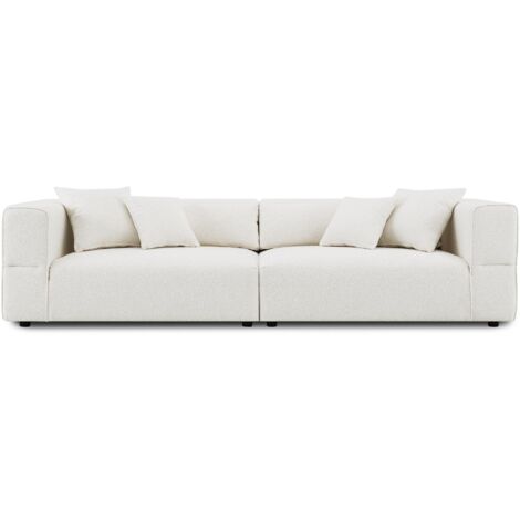 HANNAH XL - Canapé 4 places effet peau de mouton beige