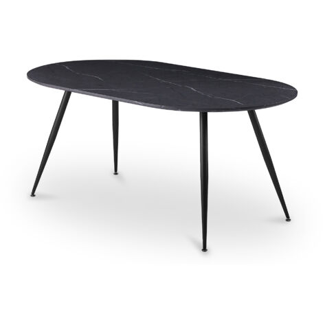 DANIELA - Table à manger design ovale effet marbre gris