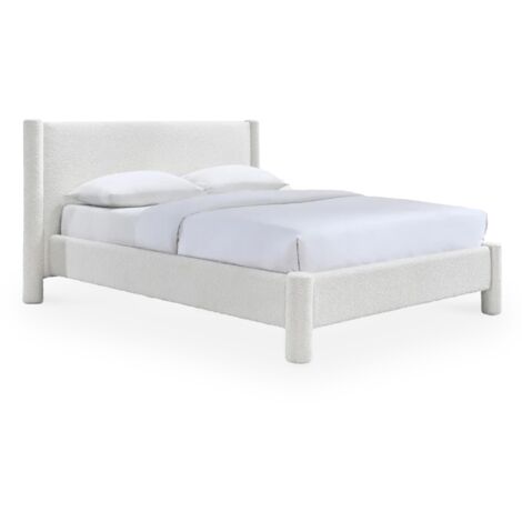 ALINA - Lit double effet peau de mouton écru 160x200 cm