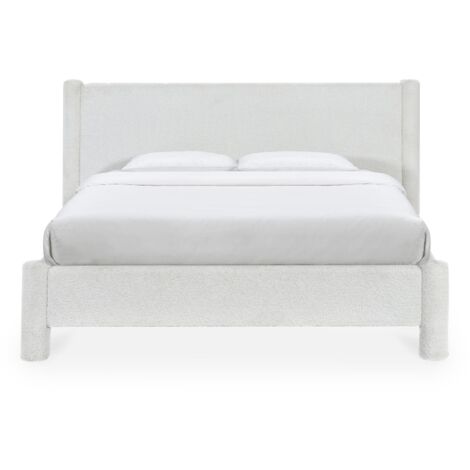 ALINA - Lit double effet peau de mouton écru 160x200 cm