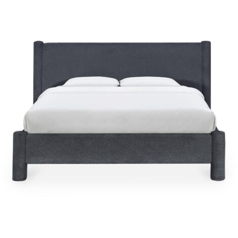 ALINA - Lit double effet peau de mouton anthracite 160x200 cm