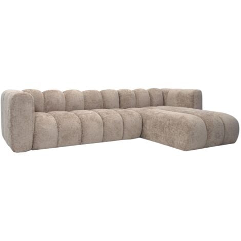 GABY - Canapé d'angle réversible en tissu taupe
