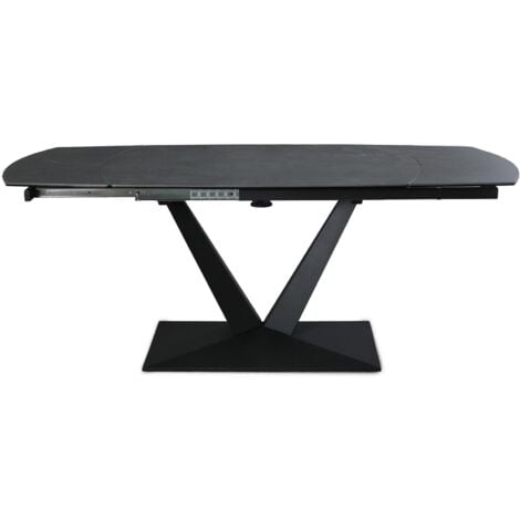 DELIA - Table à manger extensible en céramique noir