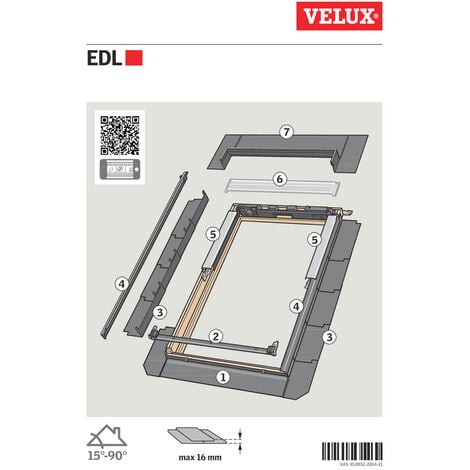 Raccord d'étanchéité VELUX EDL 0000 pour ardoise - taille: CK02, 55 x 78 cm