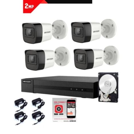 Kit Videosorveglianza Hikvision DVR 4 canali 4 telecamere bullet 2 ...
