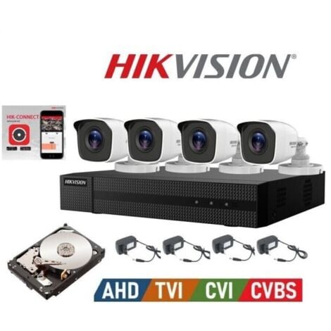 KIT VIDEOSORVEGLIANZA HIKVISION DVR 4 CANALI 4 TELECAMERE 2 MPX FULLHD ...