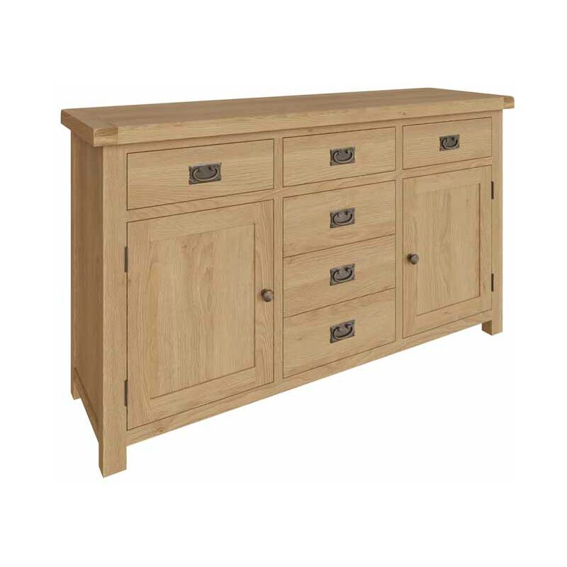 2 Door 6 Drawer Sideboard - Pine/Plywood/MDF - L155 x W45 x H90 cm ...