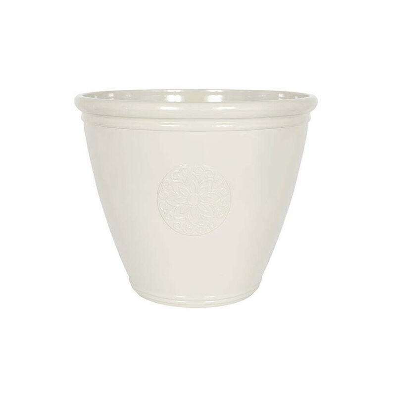 45cm Large Eden Emblem Plant Pot - Plastic - L45 x W45 x H38 cm - White