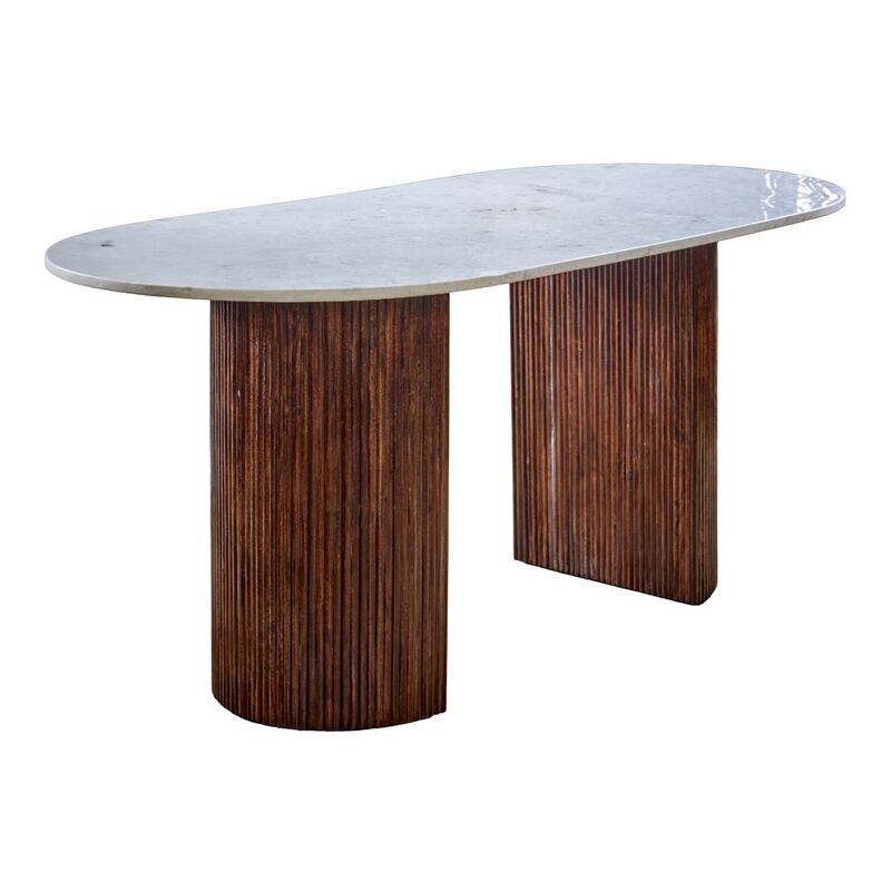 Opal Dining Table with Marble Top & Mango Wood Base - L85 x W170 x H76 cm